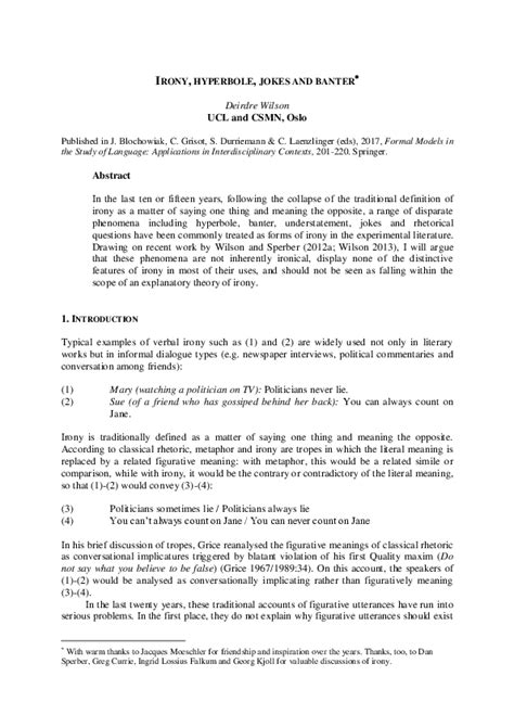 Pdf Irony Hyperbole Jokes And Banter