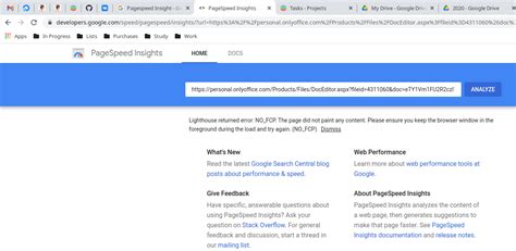 can t use pagespeed to test web performance · issue 1465 · onlyoffice documentserver · github