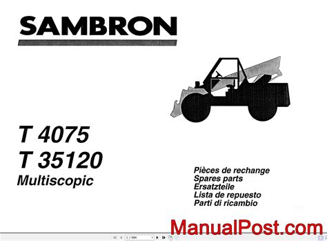 Bobcat Sambron Multiscopic TeleHandler T4075 T35120 Spare Parts Catalog ManualPost Instant