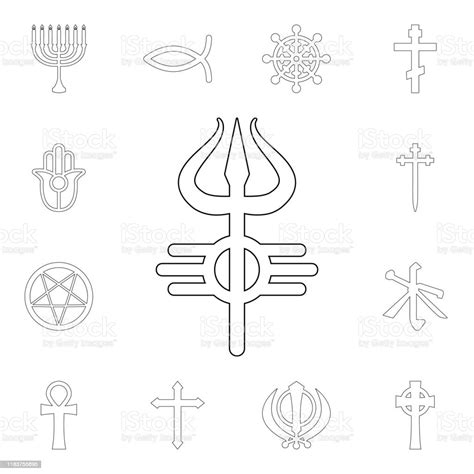 종교 기호 시바 윤곽 아이콘 종교 상징 그림의 요소 기호 및 기호 아이콘은 웹 로고 모바일 앱 Ui Ux에 사용할 수 있습니다 Maha Shivaratri에 대한 스톡 벡터