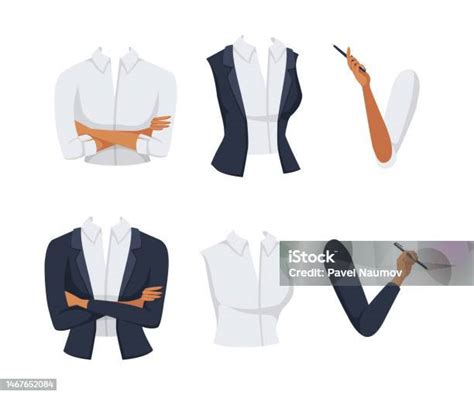 사업가 캐릭터 생성자 인체 부위 세트 공식적인 옷과 몸짓으로 몸짓을 하는 몸통 만화 벡터 일러스트 레이 션 건설 현장에 대한