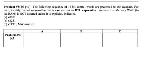 Problem 3 6 Pts The Following Sequence Of 16 Bit