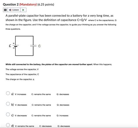 Solved ]a Parallel Plate Capacitor Has Been Connected To A