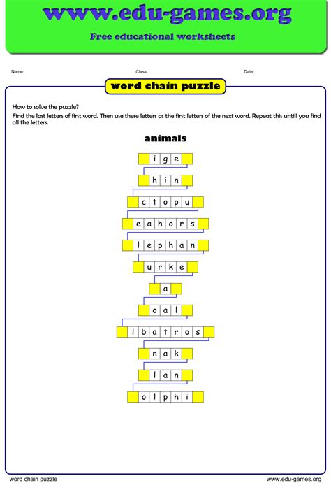 7 Steps For Word Chaining Free Word Chains Smart And Special Worksheets Library