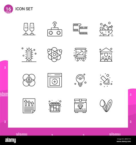 16 Thematic Vector Outlines And Editable Symbols Of Science Experiment Filam Biology Food