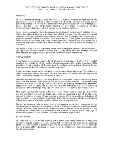 Doble Testing Transformer Bushings Pdf Transformer Voltage