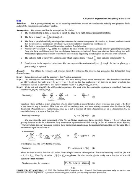 Chapter 9 Differential Analysis Of Fluid Flow Exercício Pdf