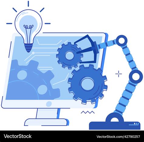 Automation Business Process Conducts Experiment Vector Image
