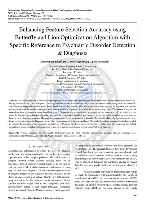 Pdf Enhancing Feature Selection Accuracy Using Butterfly And Lion