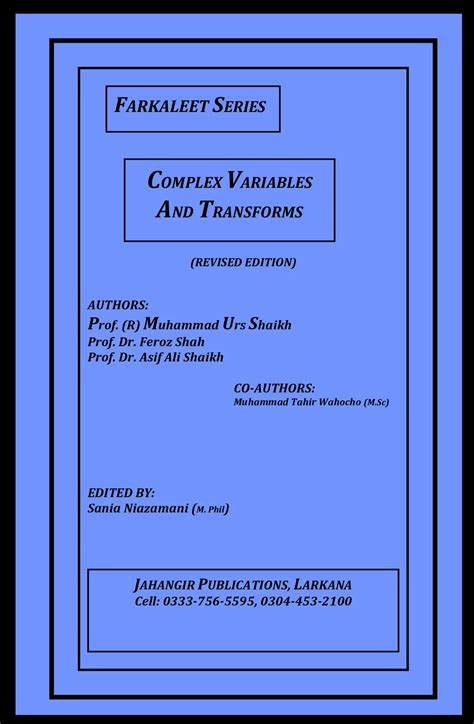 Complex Variables And Transforms Farkaleet Series