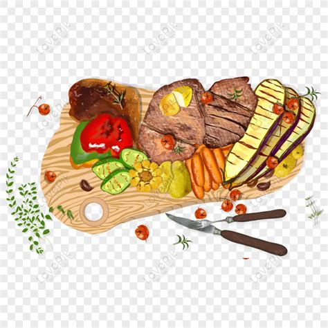 작은 신선한 서쪽 스테이크 만화 음식 디자인 Png 일러스트 무료 다운로드 Lovepik