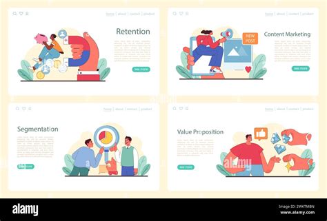 Website Marketing Tactics Set Illustrates Customer Retention Effective Content Marketing