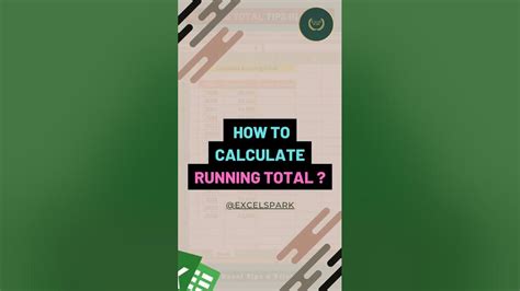 How To Calculate Running Total In Excel Excel Exceltips Shorts
