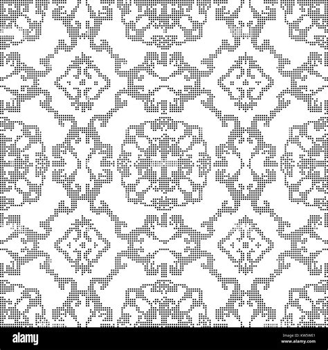 Halftone Round Black Seamless Background Spiral Curve Chain Flower