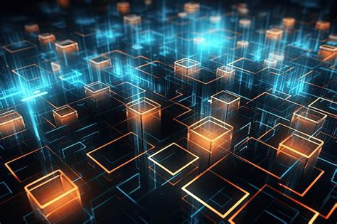 Premium Ai Image Abstract Dark Technology Background With Squares Generative Ai