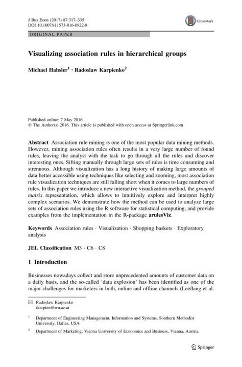 Pdf Visualizing Association Rules In Hierarchical Groups · Framework For Post Processing And