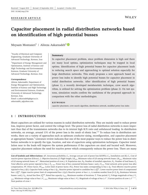 Capacitor Placement In Radial Distribution Networks Based On
