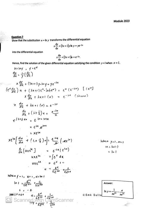 Transformation Of Differential Equation Substitution