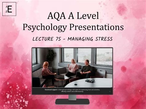 Aqa A Level Psychology Lecture 75 Managing Stress Teaching Resources