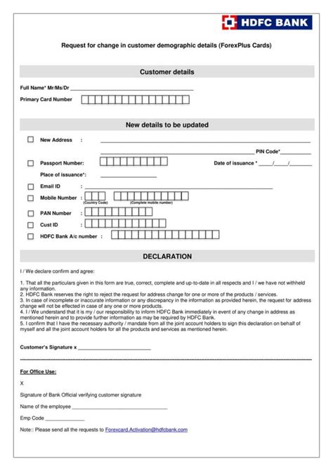 Hdfc Bank Account Detail Addition Modification Deletion Request Form Download In Pdf