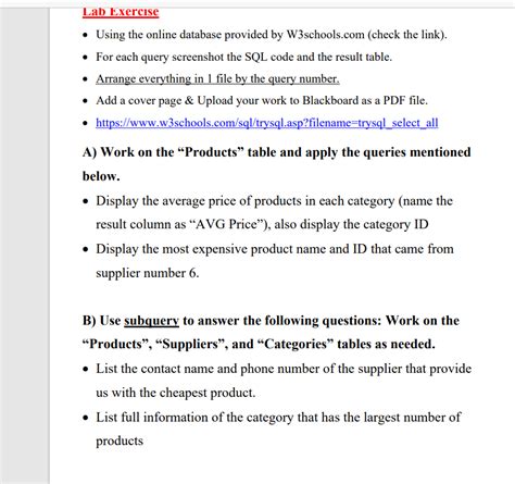 Solved Lab Exercise • Using The Online Database Provided By