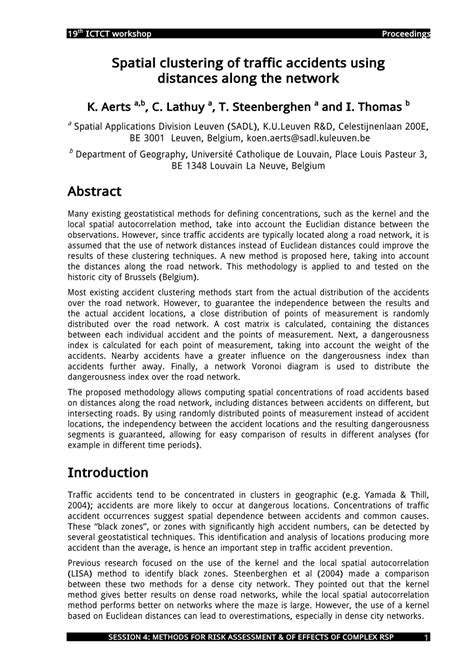 Pdf Spatial Clustering Of Traffic Accidents Using Distances Along The Network