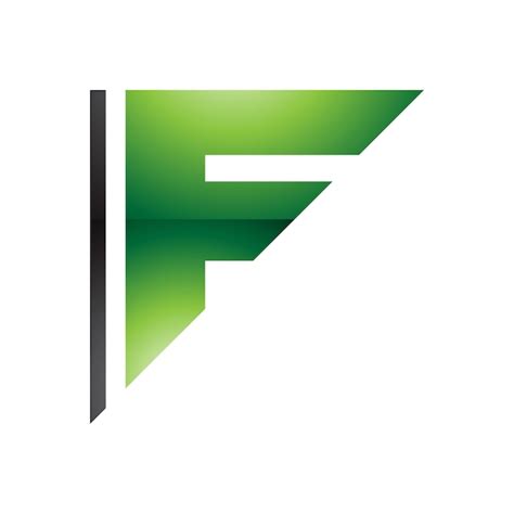 Premium Vector Green And Black Triangular Glossy Letter F Icon On A White Background
