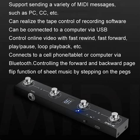 M VAVE MIDI Bluetooth Controller MIDI Pedal Page Turner Multifunctional Musical Instrument