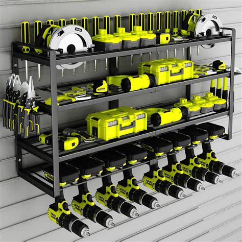 Kafahom Power Tool Organizer 8 Drill Holder Wall Mount4 Layer Heavy