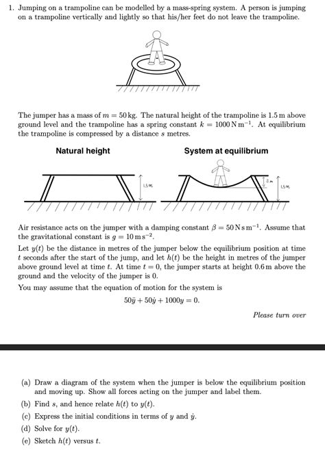 Solved 1 Jumping On A Trampoline Can Be Modelled By A