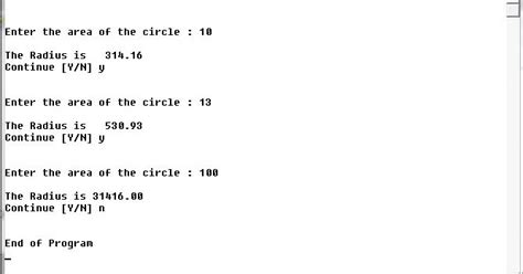 Free Programming Source Codes And Computer Programming Tutorials Area Of The Circle In Turbo Pascal