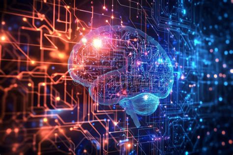 A Futuristic Cybernetic Interface Displaying AI-generated Holographic Data Streams, Glowing ...