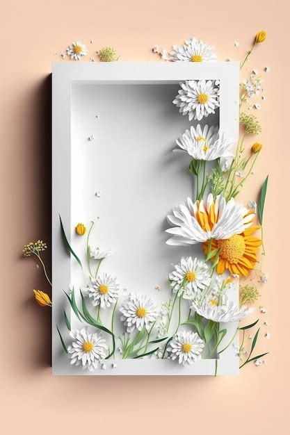 Un Marco Blanco Con Margaritas Foto Premium