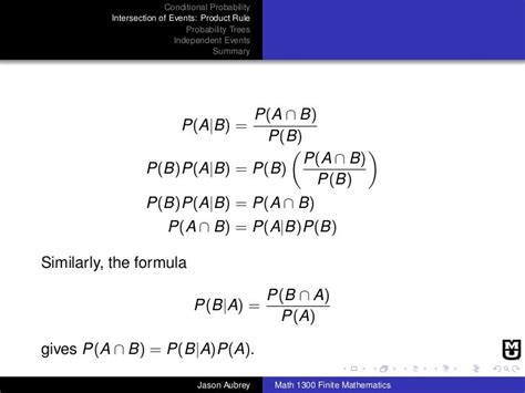 Math 1300 Section 8 3 Conditional Probability Intersection And Ind