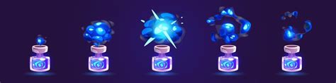 Free Vector Blue Game Elixir Bottle With Cloud Animation Sprite