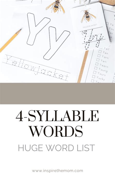 4 Syllable Words Huge Word List