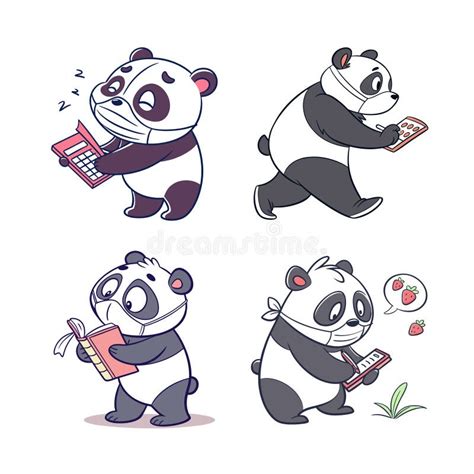 Pandas Wearing Masks In Different Activities Illustration Stock Vector Illustration Of Social