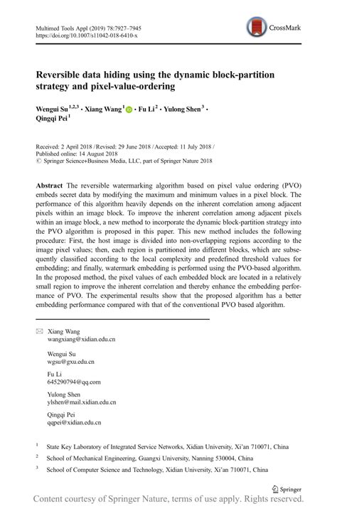 Reversible Data Hiding Using The Dynamic Block Partition Strategy And Pixel Value Ordering