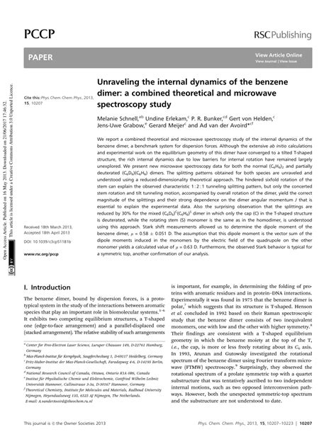 Pdf Unraveling The Internal Dynamics Of The Benzene Dimer A Combined Theoretical And