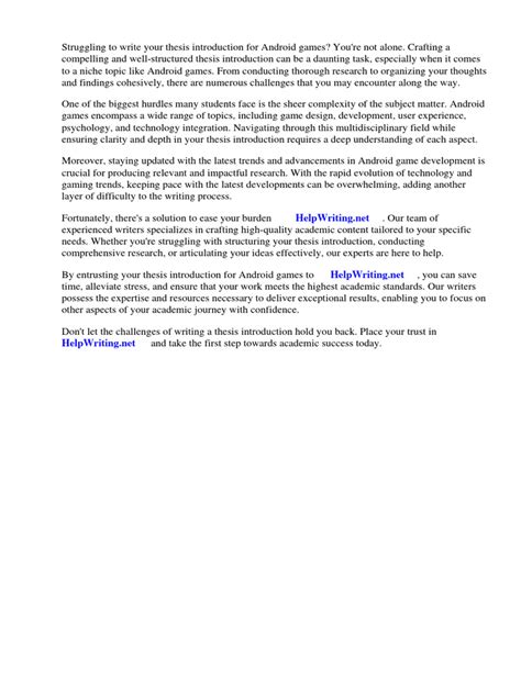 Thesis Introduction For Android Games Pdf Diagnostic And
