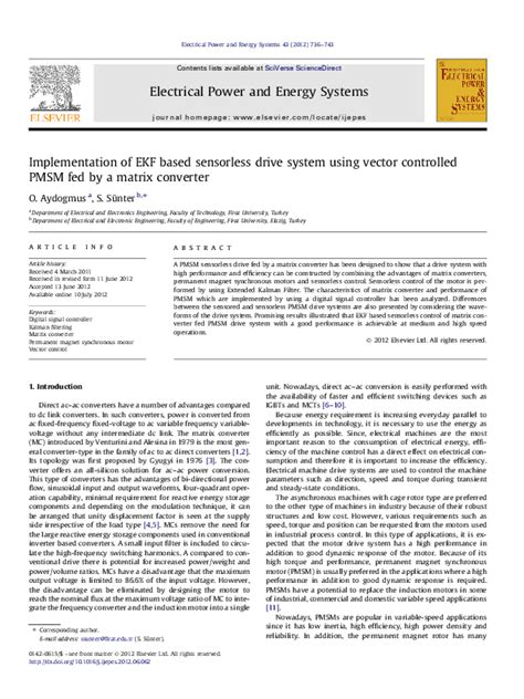 Pdf Implementation Of Ekf Based Sensorless Drive System Using Vector