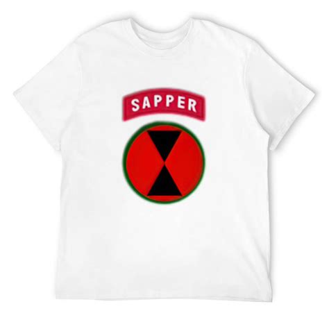 Mens 7th Infantry Division Patch 7th Id Sapper Tab T Shirt White