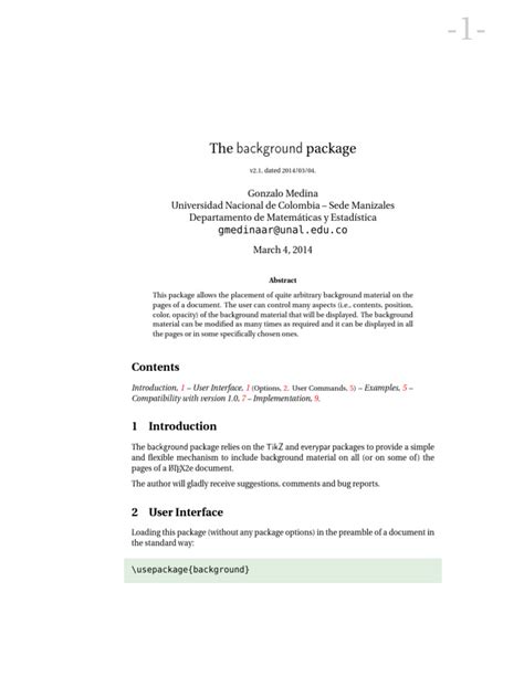 Background Package Documentation Latex Pdf Computing Software