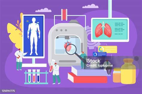 의료 실험실 벡터 일러스트레이션에서 인간 장기를 3d 프린팅 바이오 프린터 현대 기술 의사가 혁신 장비를 사용 3차원 형태에 대한 스톡 벡터 아트 및 기타 이미지 Istock