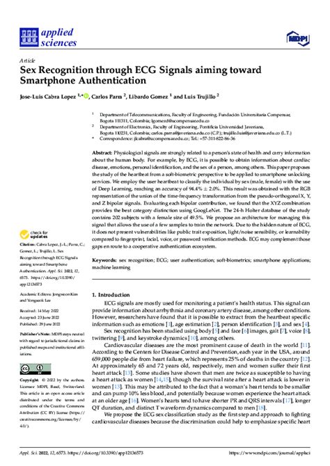 Pdf Sex Recognition Through Ecg Signals Aiming Toward Smartphone