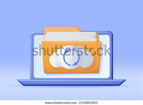 3d Folder Clouds File Sync Icon Stock Vector Royalty Free 2236881801