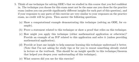 solved 5 think of one technique for solving ode s that we