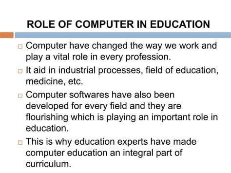 Computers In Education Unit 8 Role Of Computer In Education Bed