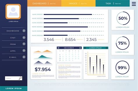 대시 보드 사용자 패널 템플릿 무료 벡터