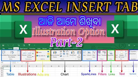 How To Use Insert Tab Ms Excel Illustration Option In Odia L